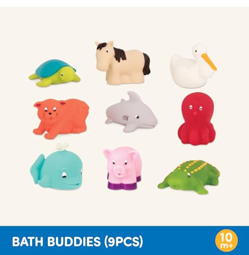 Battat – Assorted Bath Toys – 9Pcs Animal Squirters – Water Squirt Toys – Bath & Pool – 10 Months + – Bath Buddies (9Pcs)