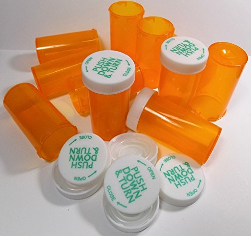 Plastic Prescription Amber Vials/Bottles 25 Pack w/Caps Giant 30 Dram Size-New