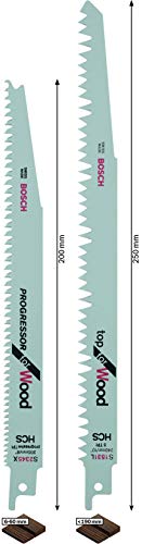 Bosch Professional 260925C111 2 TLG. Säbelsägeblatt (für Holz, Zubehör Säbelsäge) 2-Piece Set. Reciprocating Blade (Wood, Accessories Sabre Saw)