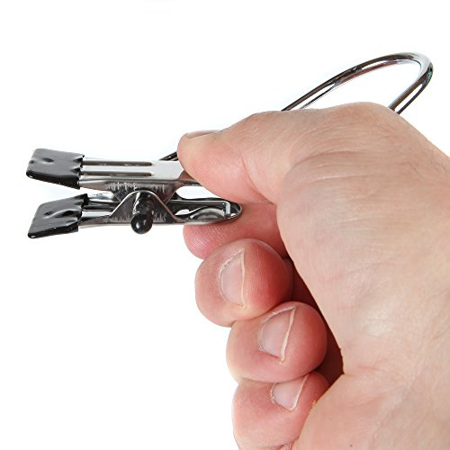 Home-X Ultra Strong Stainless Steel Hanging Clip Hook - Set of 12
