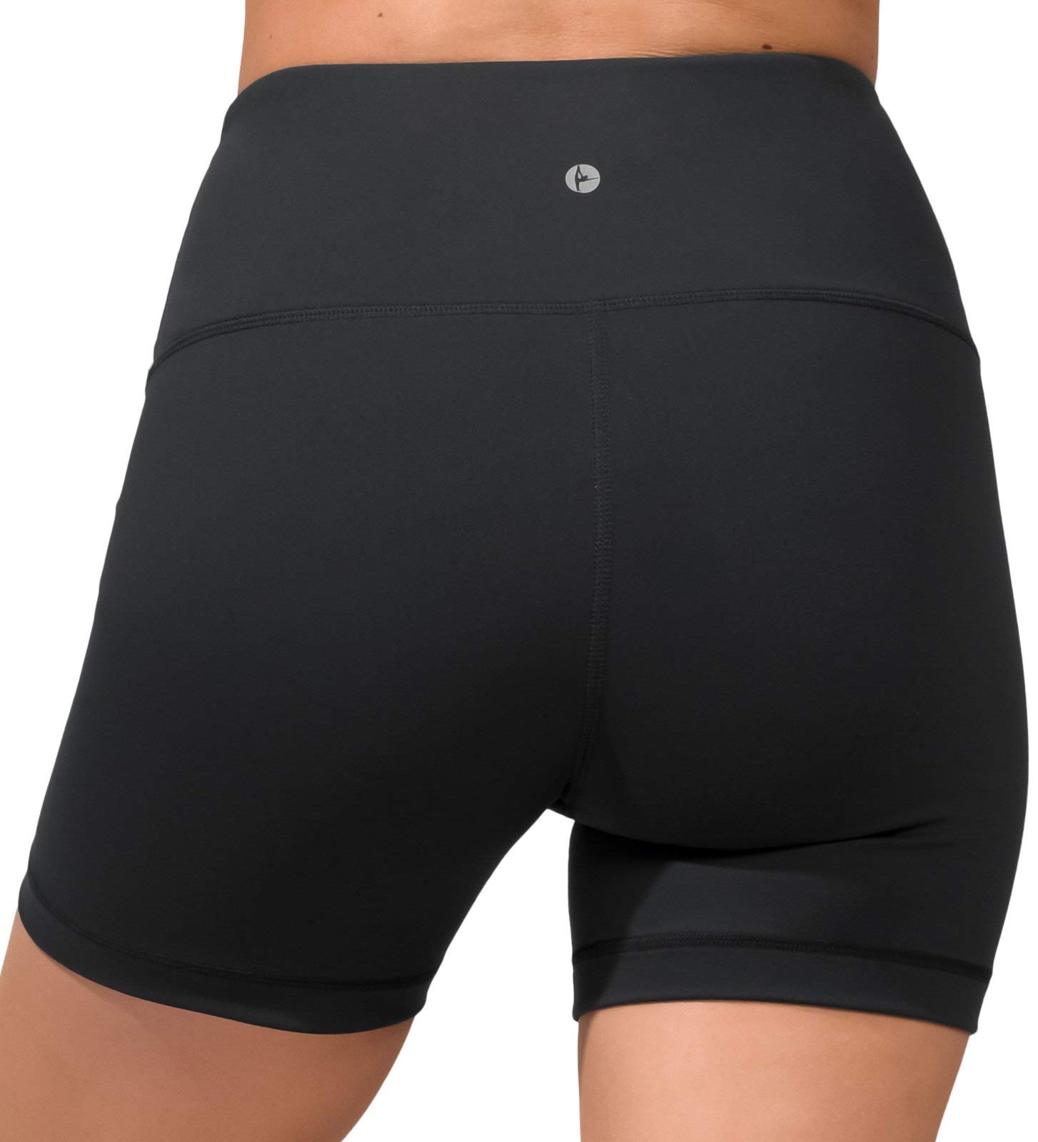90 Degree By Reflex High Waist Power Flex Yoga Shorts - Tummy Control Biker Shorts for Women - Black 2 Pack - Medium
