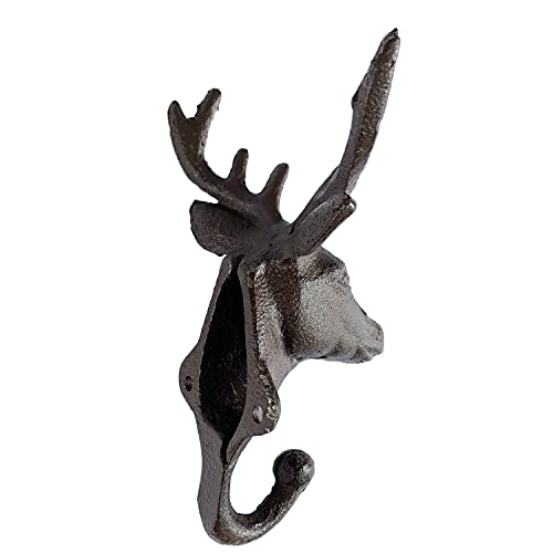 Rustic Heavy Duty Cast Iron Decorative Deer Wall Hooks Deer Antler Key Hat Holder Hanging Towel Key Coat Hook Rack Durable Iron Hanger Living Room Bathroom Room Kitchen Farmhouse Wall Decoration