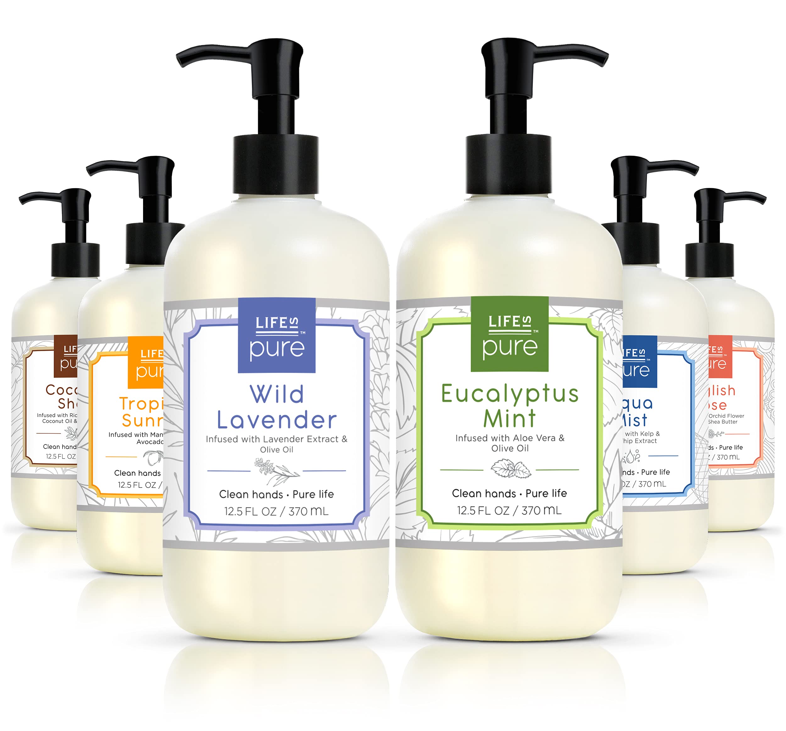 Life Is Pure, 6 Fresh & Soothing Scents, Variety Pack, Liquid Hand Soap, 12.5 fl oz