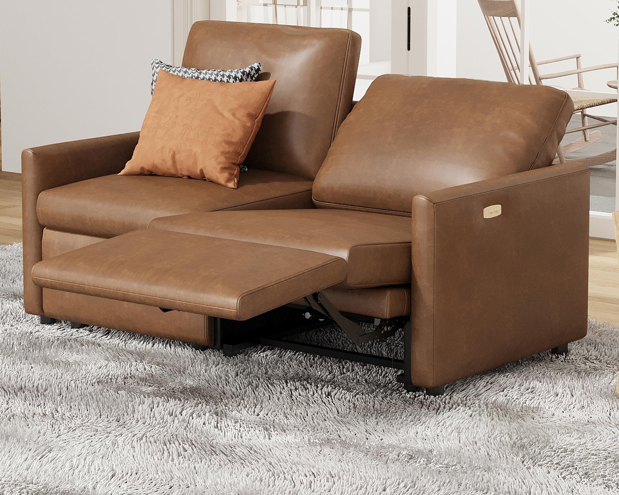AMERLIFE Power Recliner, Reclining Sectional Sofa, Single Left Recliner Loveseat Sofa with USB Port, Leather Modular Sofa for Living Room