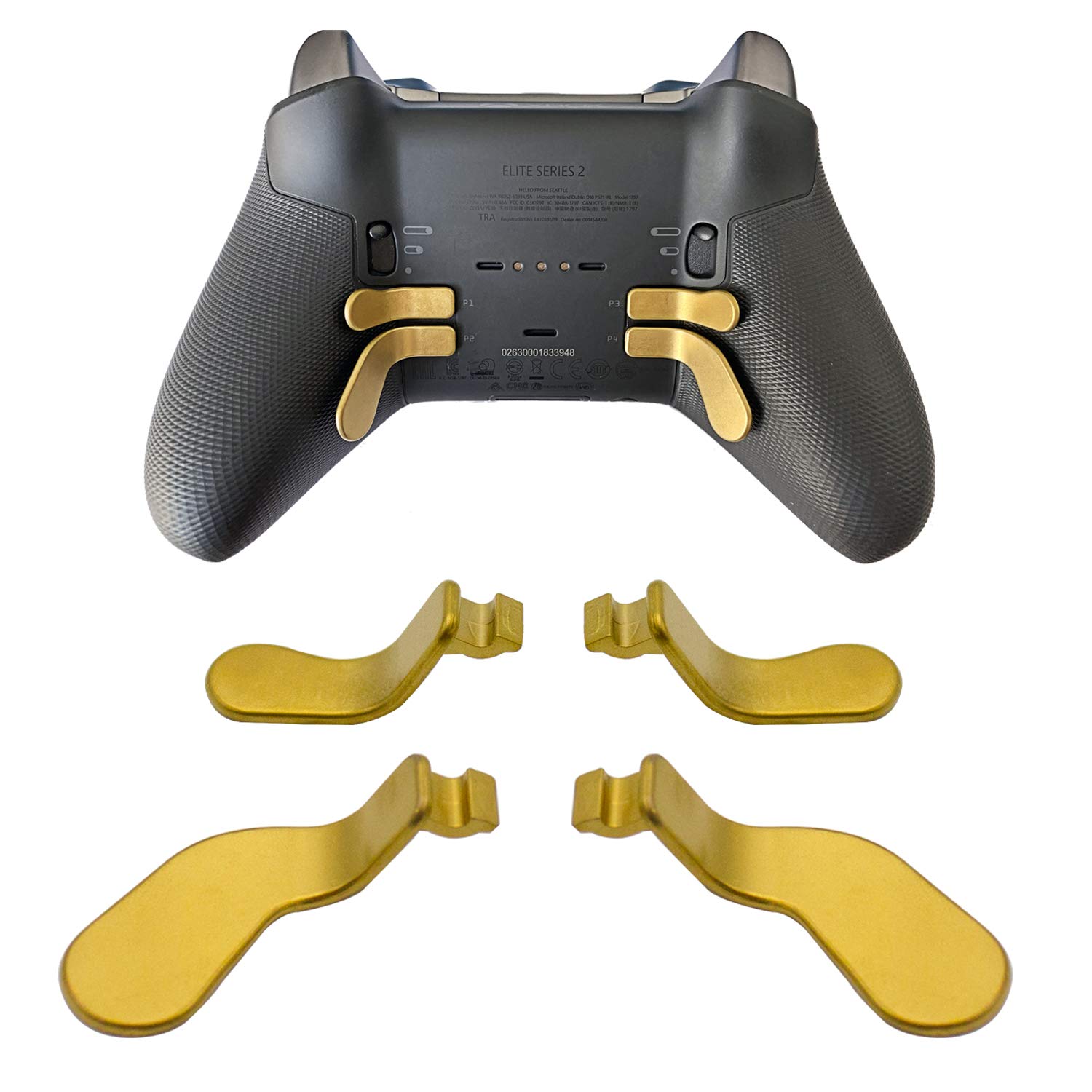 4 pcs Trigger Paddles and 2 Interchangeable D-Pads Metal Stainless Steel Replacement Parts for Elite Series 2 and Xbox one Elite Controllers(Gold)