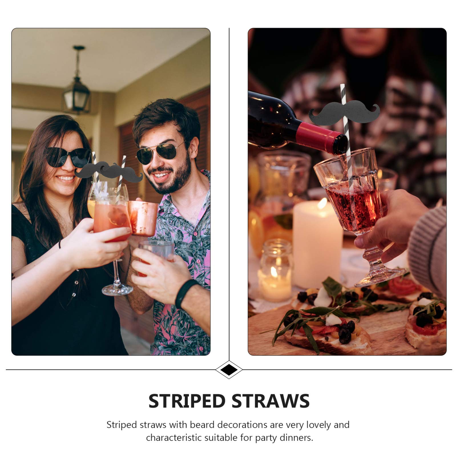 ABOOFAN Wedding Decor 40 Pcs Mustache Party Moustache Paper Straw Little Man Straw Decor Christmas Paper Straws Straws Striped Paper Coffee Decor