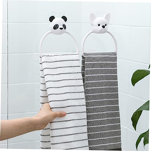 Cabilock 1pc Towel Rack Plastic Hooks for Hanging Clothes Hanger Hooks Hanger Hooks for Plastic Hangers Countertop Towel Ring Hand Towel Holder Tower Rack Abs White Punch Free Ring Cute
