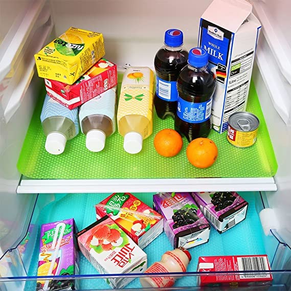 8 PCS Refrigerator Liners,HAUSPROFI EVA Refrigerator Mats for Shelves,Washable Can Be Cut Fridge Shelf Liner,Waterproof Fridge Pads Mat Drawer Table Placemats