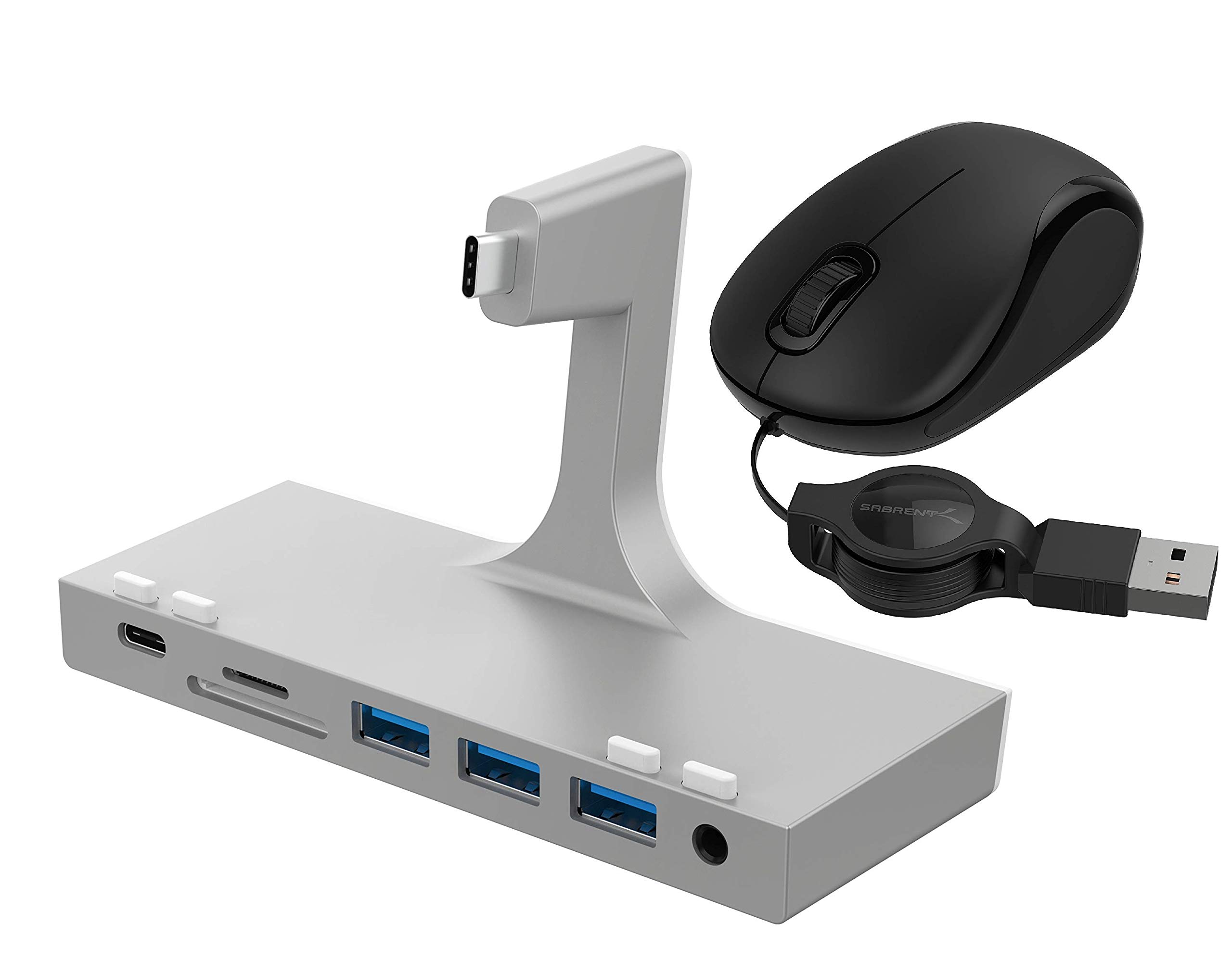 Sabrent Multi-Port iMac Hub + Mini Travel USB Optical Mouse with Retractable Cable