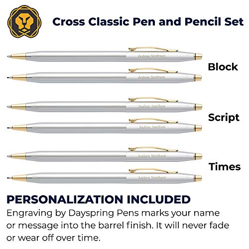 Dayspring Pens Engraved Cross Pen Set | Personalized Cross Classic Century Medalist Pen & Pencil Set. Custom Engraved With Your Name or Message