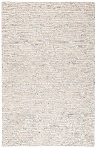 SAFAVIEH Micro-Loop Collection 4' x 6' Light Grey/Ivory MLP178F Handmade Premium Wool Area Rug