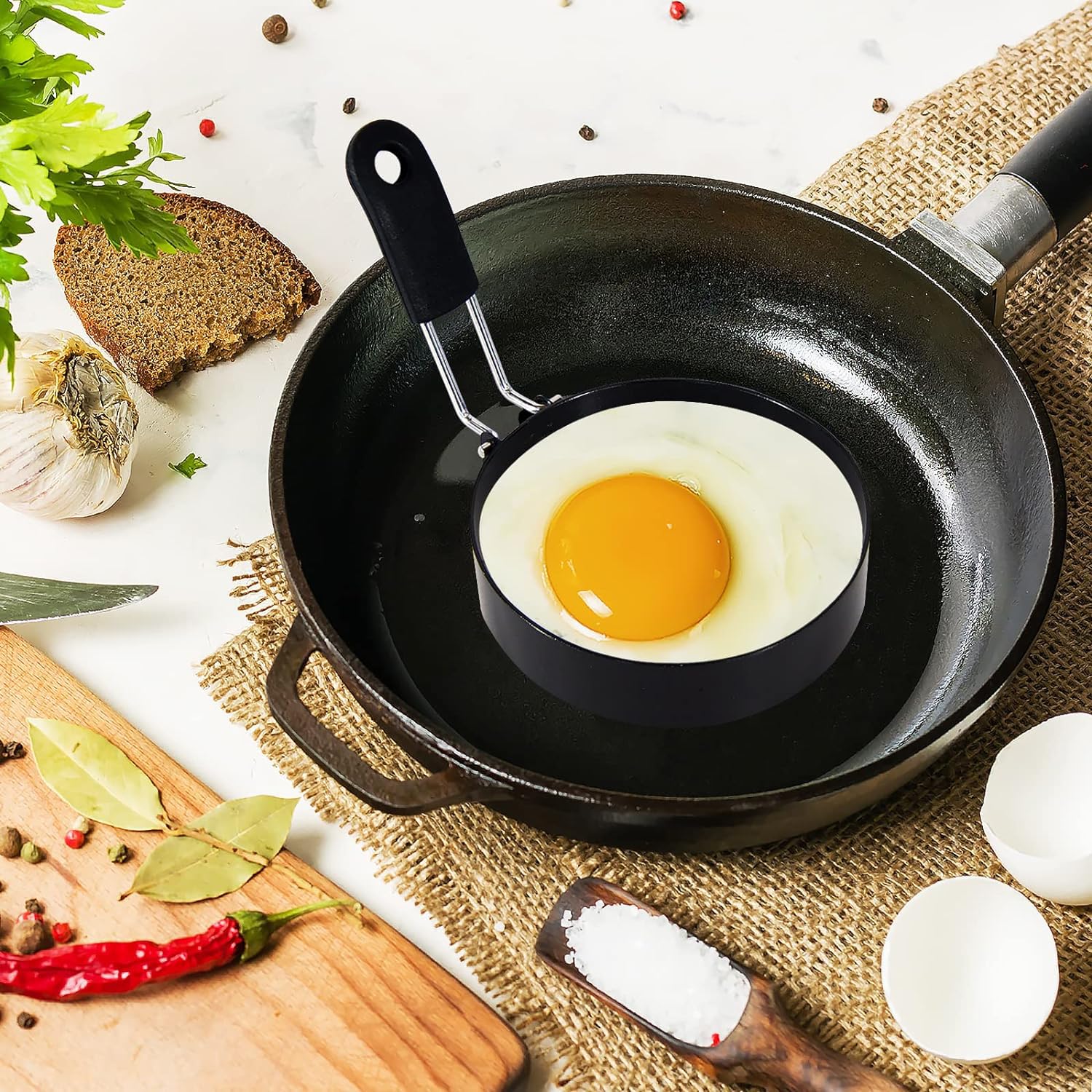 Jubimotan 3.0" Egg Rings Set of 2, Pancake Mold for frying Eggs and Omelet, Large Ring for Frying Eggs, Round Mold for English Muffins - Griddle Cooking Shaper for Breakfast