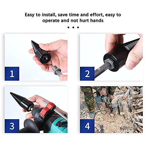 Babody 6pcs Removable Firewood Log Splitter Drill Bit,Firewood Log Splitter,Wood Splitter Drill Bits,Heavy Duty Drill Screw Cone Driver Fire Wood Log Splitter for Hand Drill Stick