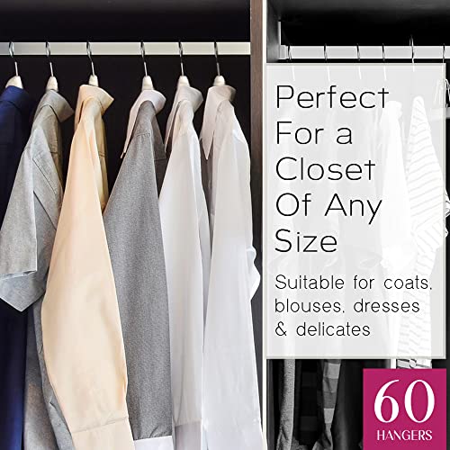 Sleek Pick Premium Velvet Hangers, Ivory, 60 Pack, 9.2β x 17.4β Non-Slip Felt Hangers, Heavy Duty Ultra Slim Clothes Hangers, Space-Saving Pants Hangers, Rotatable Hooks, Contoured & Notched Shoulders
