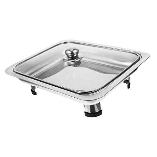 Cabilock 2pcs Steel Buffet Square Tray Salad Servers Square Dinner Plates Grill Serving Platters Chafing Buffet Set Chafing Pans Rectangular Buffet Serving Plate Serving Dish Buffet Pans