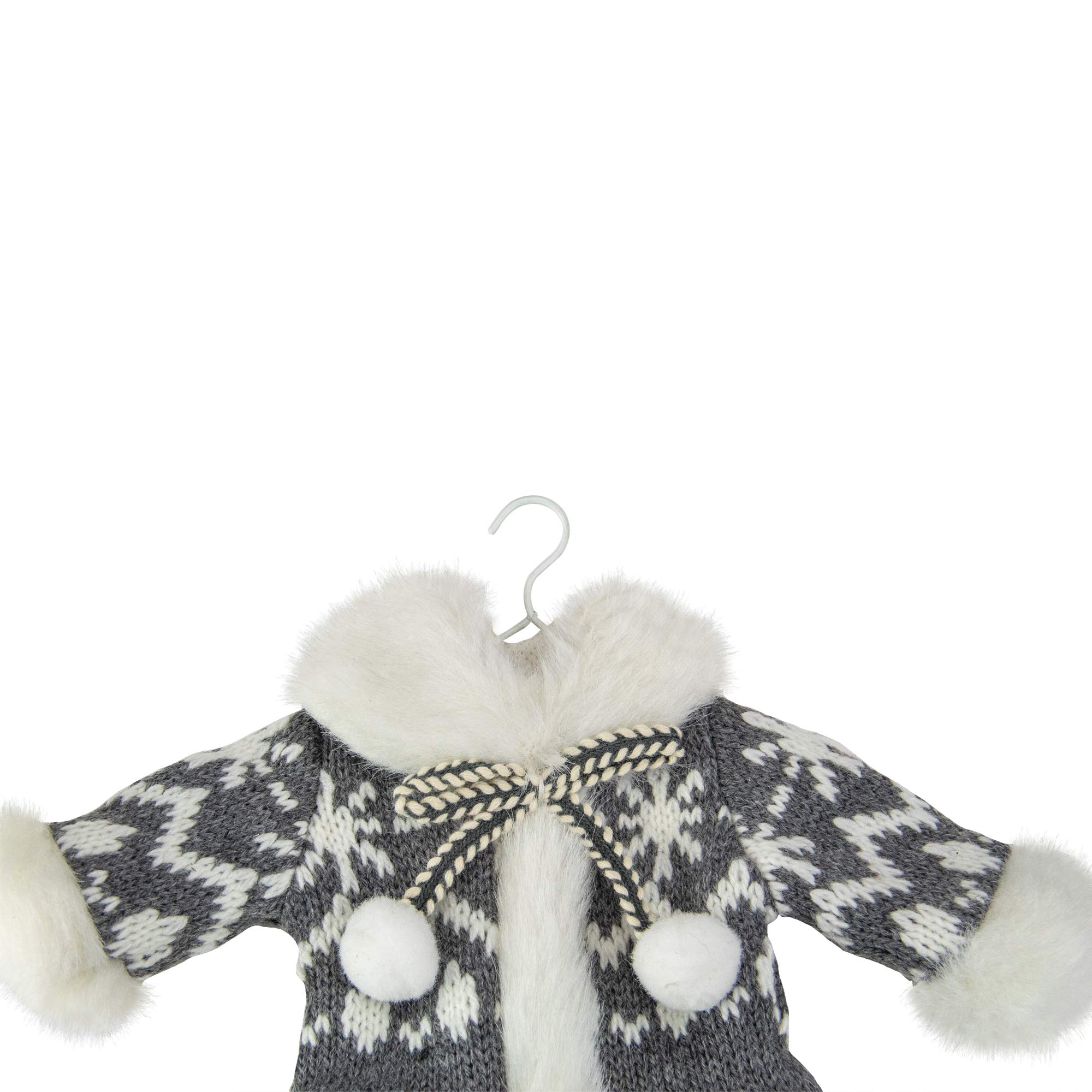 8" Gray and White Knit Nordic Print Sweater Christmas Ornament