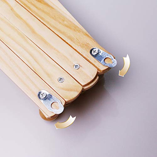 Prairie Star Wooden Wall Hanger Expandable Coat Rack Accordion Design 13 Peg Hooks Storage Caps,Purses,Hats,Scarves,Mug,Towels,Umbrella Accessories