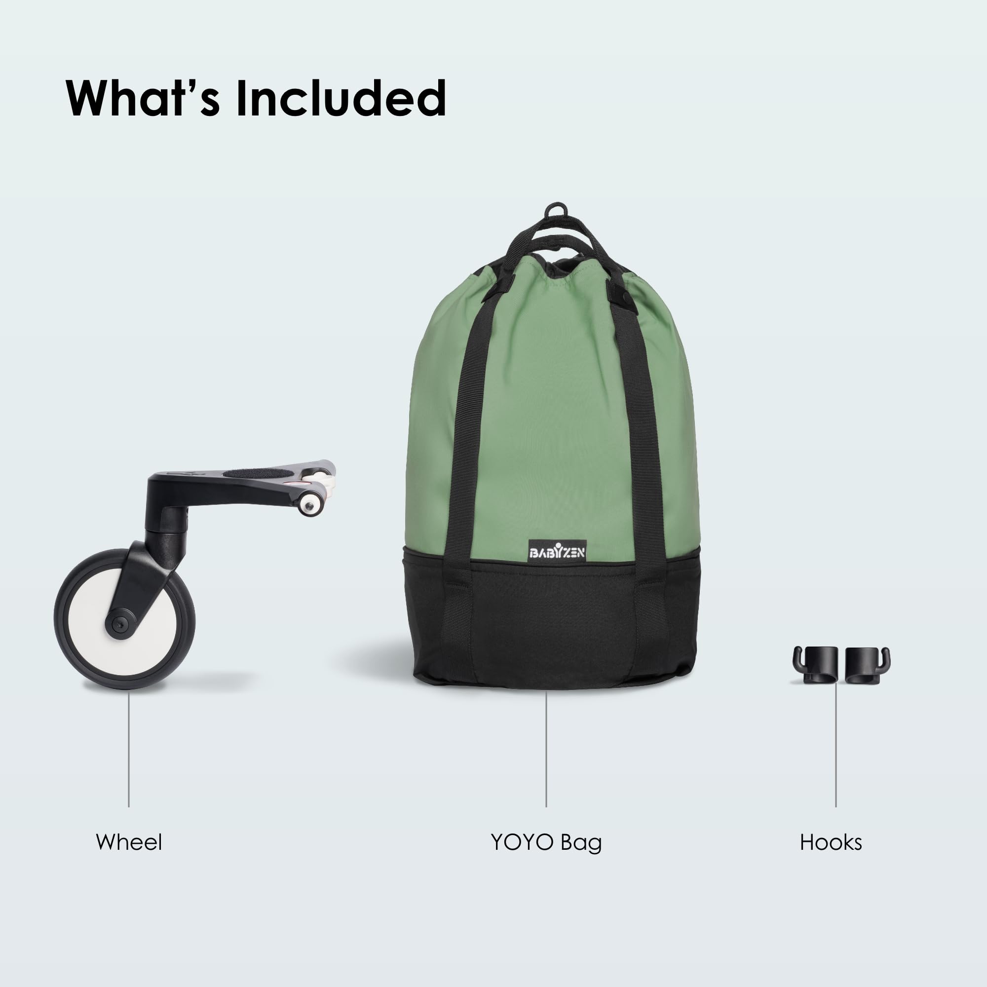 BABYZEN YOYO Bag, Peppermint - Provides Additional, Sturdy Storage on The YOYO2 Stroller - Includes Wheel Base & Hooks
