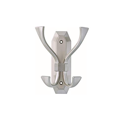 Liberty Hardware B38561-SN-R 3" Projection Oversized Double Coat Hook, Satin Nickel