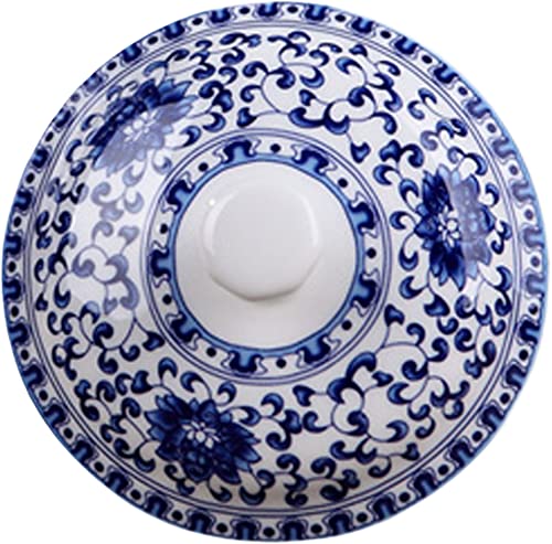Heitiliamu Convenient Travel Home Office Chinese Gongfu Loose Leaf Tea/Coffee Brewing System- Bone China Porcelain Tea Cup/Coffee Cup/Tea Mug/Coffee Mug Personal Teacup with Tea Cup Lid,Blue Flowers