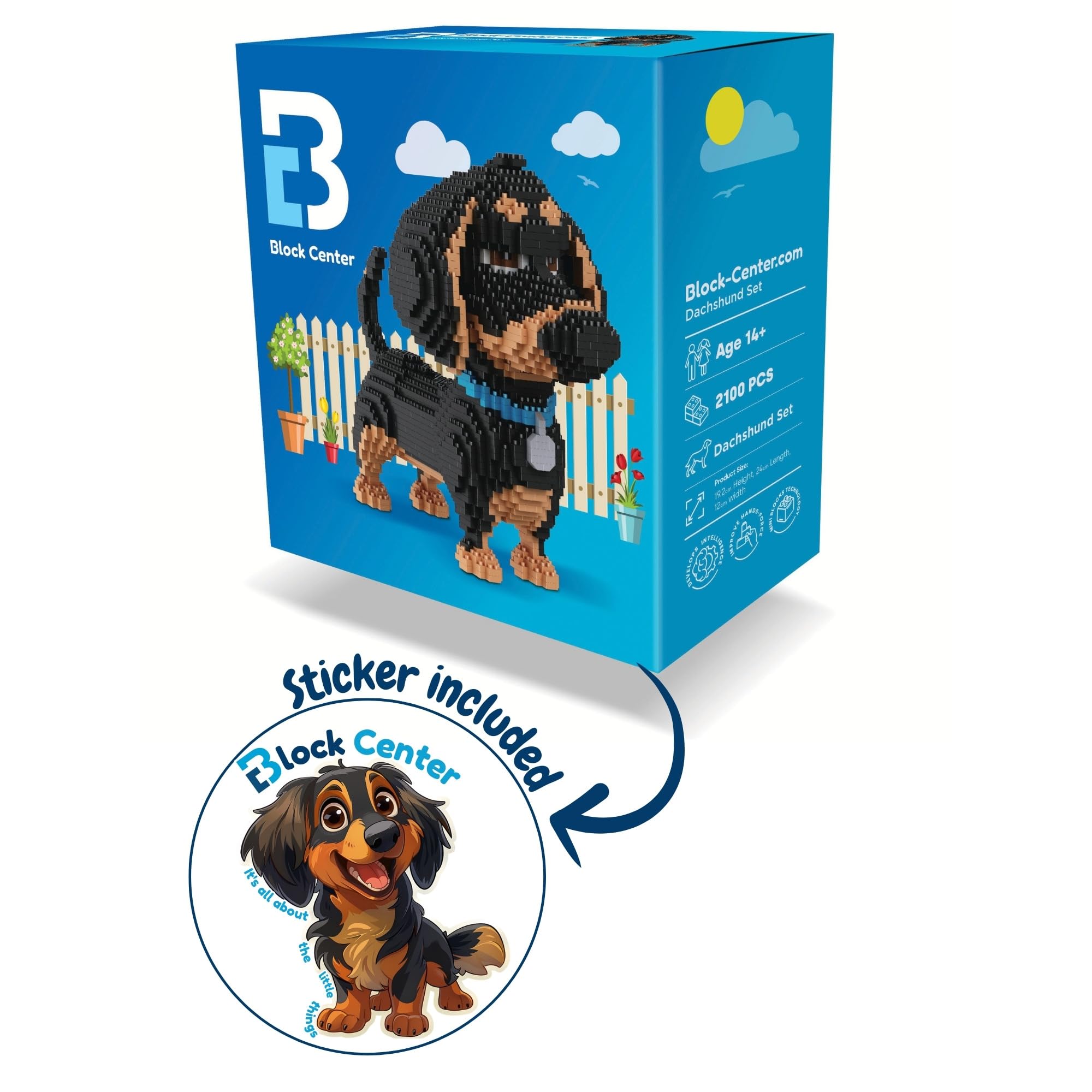 BLOCK CENTER Dachshund Dog 2024 Edition 3D Puzzle 2100 Pieces Building Blocks Set - Mini Block Gift Kit for Kids and Adults (Dachshund)