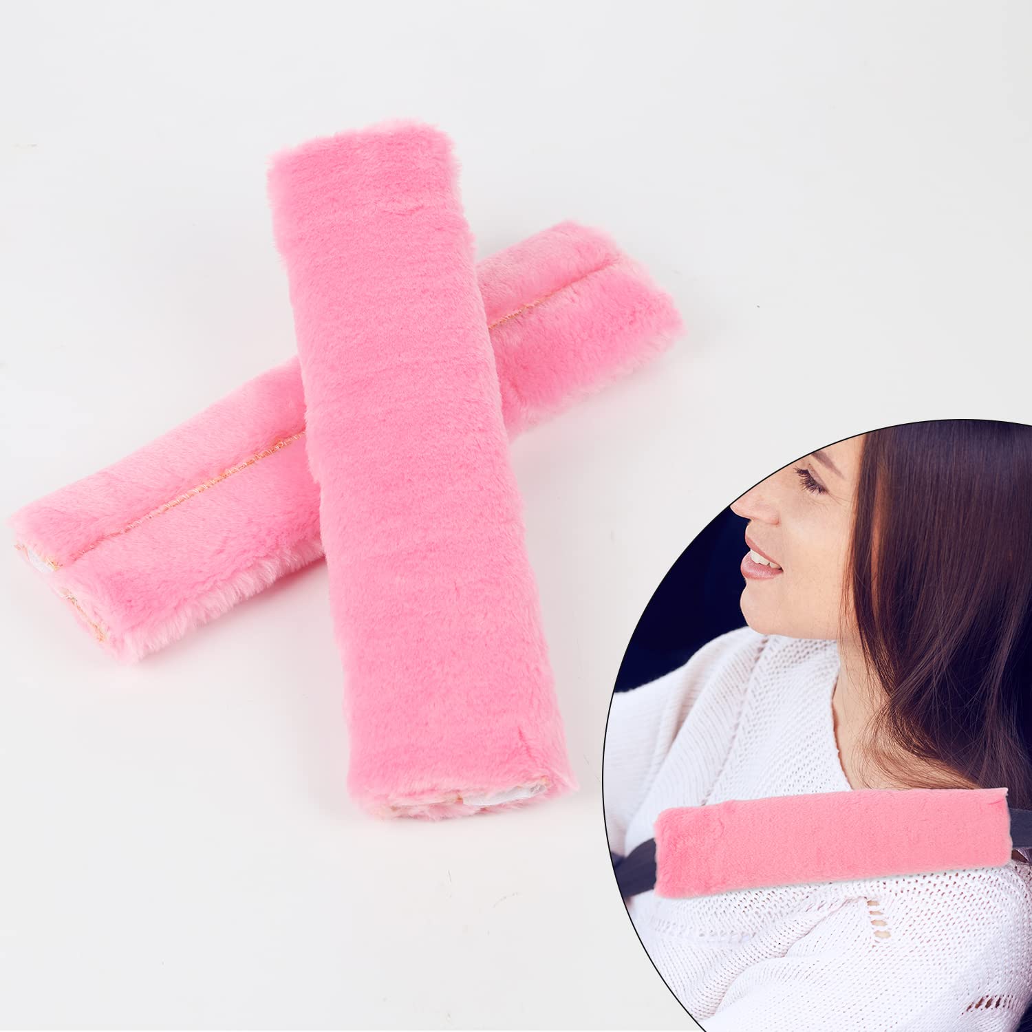 4 Pack Seat Belt Covers Universal Car Seatbelt Pads Car Seat Shoulder Strap Soft Cushion Protector Car Seats Accessories for Adults Kids Pregnancy (Pink)