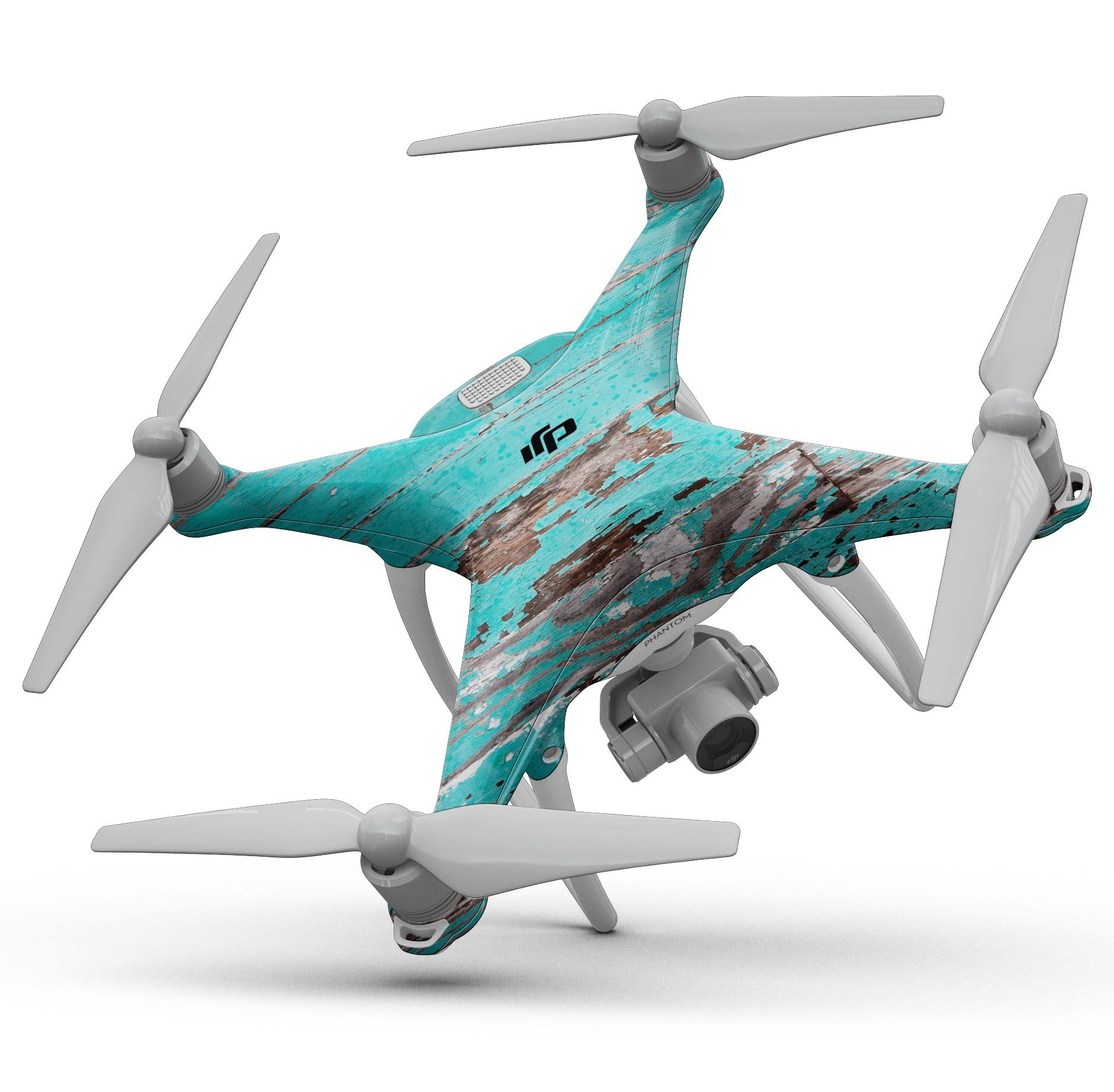Design Skinz Design Skinz Turquoise Chipped Paint on Wood Full-Body Wrap Decal Skin-Kit Compatible with The Drone DJI Spark