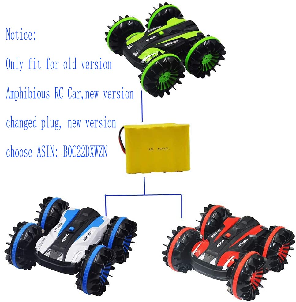 Blomiky 2 Pack 6.0V 700mAh Ni-CD AA Rechargeable Battery Pack SM2P Plug and 2 USB Charger Cable Fit for Old Version 11.5Inch Amphibious Stunt RC Cars Vehicles / 6V 700mAH and USB 2