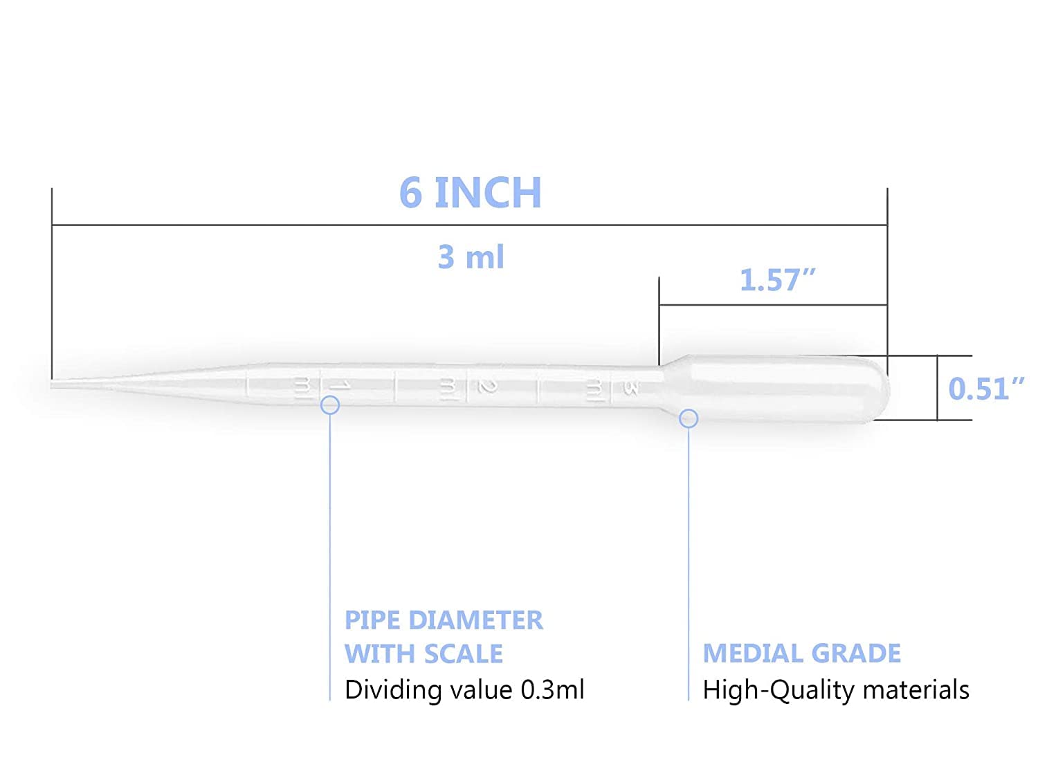 300PCS Disposable Plastic Transfer Pipettes Graduated Eye Dropper Suitable for Essential Oil Science Laboratory 3 ml