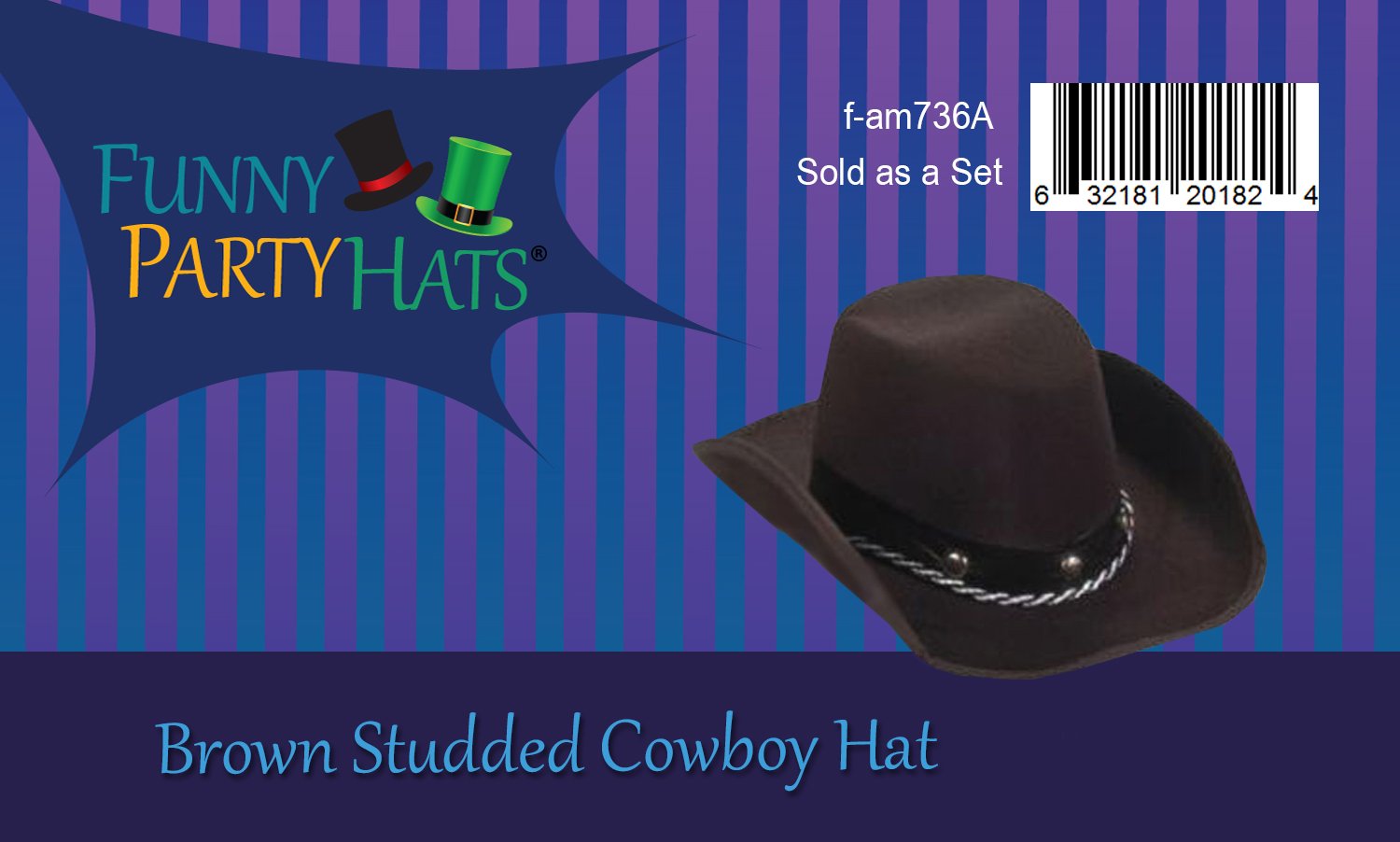 Funny Party Hats Brown Felt Cowboy Hat for Kids and Babies - Western Party Hat - One Size Fits Most