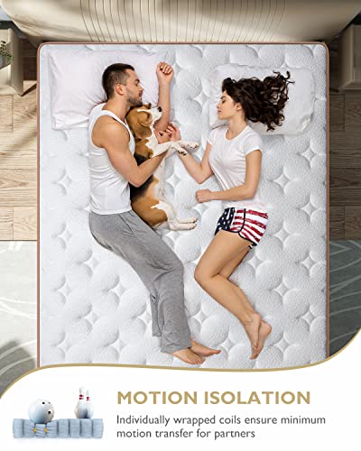BedStory King Mattress - Made in USA - 14 Inch Hybrid Mattress Medium Feel, Individually Wrapped Coils for Pressure Relief & Motion Isolation, 80βx76βx14β