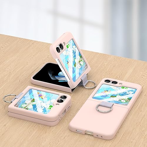 DAKORIE for Samsung Galaxy Z Flip 5 Case with Ring Shockproof Silicone Protective Cover Flip Z 5 Phone Case for Galaxy Z Flip 5 5G 2023 - Pink