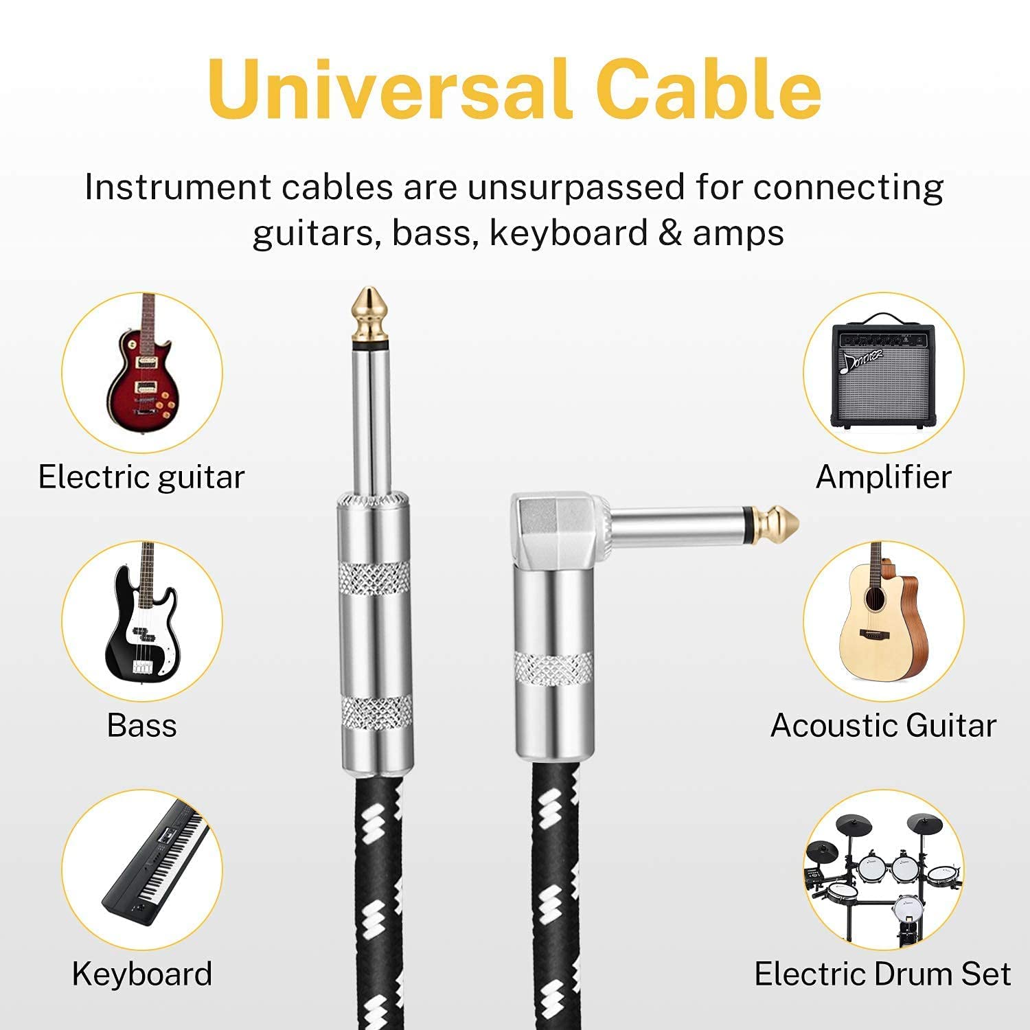 Donner 39 Inch Electric Guitar Solid Body Beginner Kit & Guitar Cable 10 ft