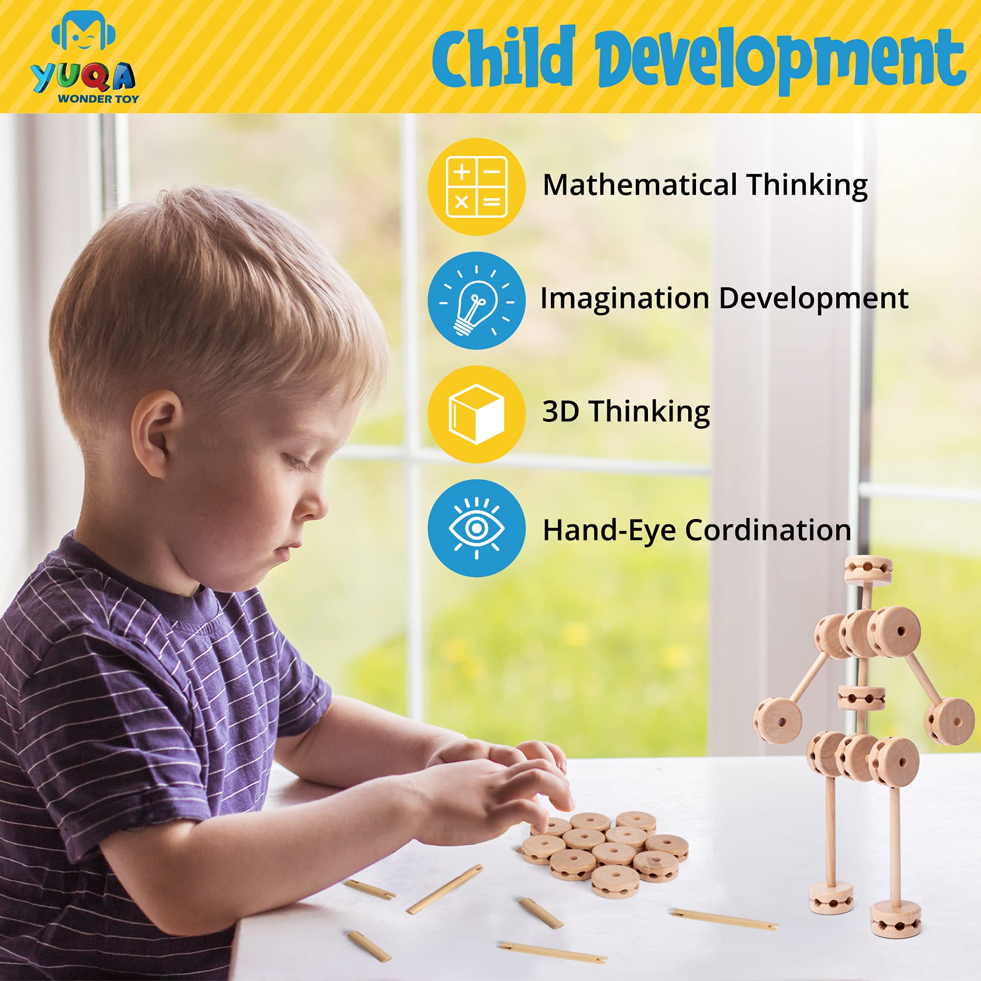 Building Blocks for Kids Ages 4-8 for Preschool Kids-60 Toys Blocks Set 6-12 Years Old to Create Various Shapes-Stimulating Different Toy for Children-Instruction Manual Included - Unique Gift