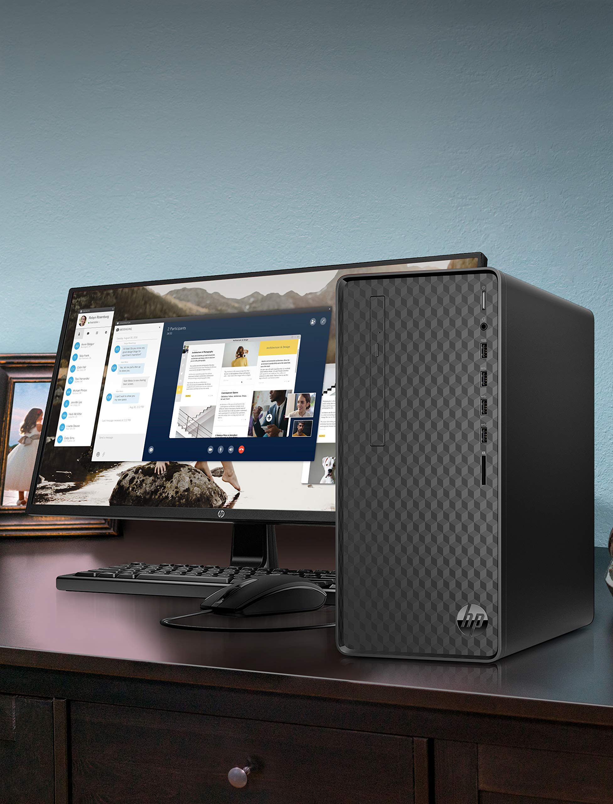 HP Desktop PC, Intel Pentium Gold G6400 Processor, 8 GB of RAM, 256 GB SSD Storage, Windows 10 Home, High-Speed Performance Computer, 8 USB Ports, Business, Study, Videos, & Gaming (M01-F1014, 2020)