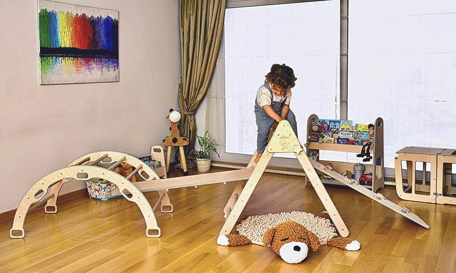 Kidodido Climbing Set | Triangle & Arch & Two Ramp Full Set | Montessori Climbing Jungle Set | Climbing Triangle & Arch Set with Two Ramp | Climbing Set for Children's Rooms | Indoor Playground