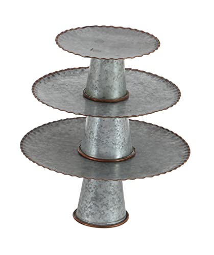 Deco 79 Metal Galvanized Cake Stand, Set of 3 9", 13", 15"W, Gray