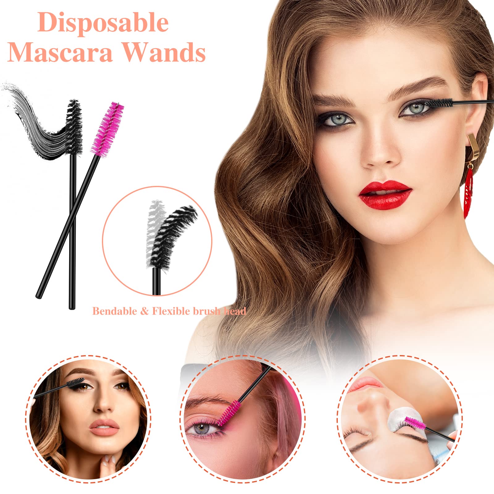 306 PCS Disposable Makeup Applicators Tools Kit 70 Disposable Eyeliner Brushes 100 Mascara Wands Eyelash Brush 100 Lipstick Applicators 30 Eye Shadow Brush