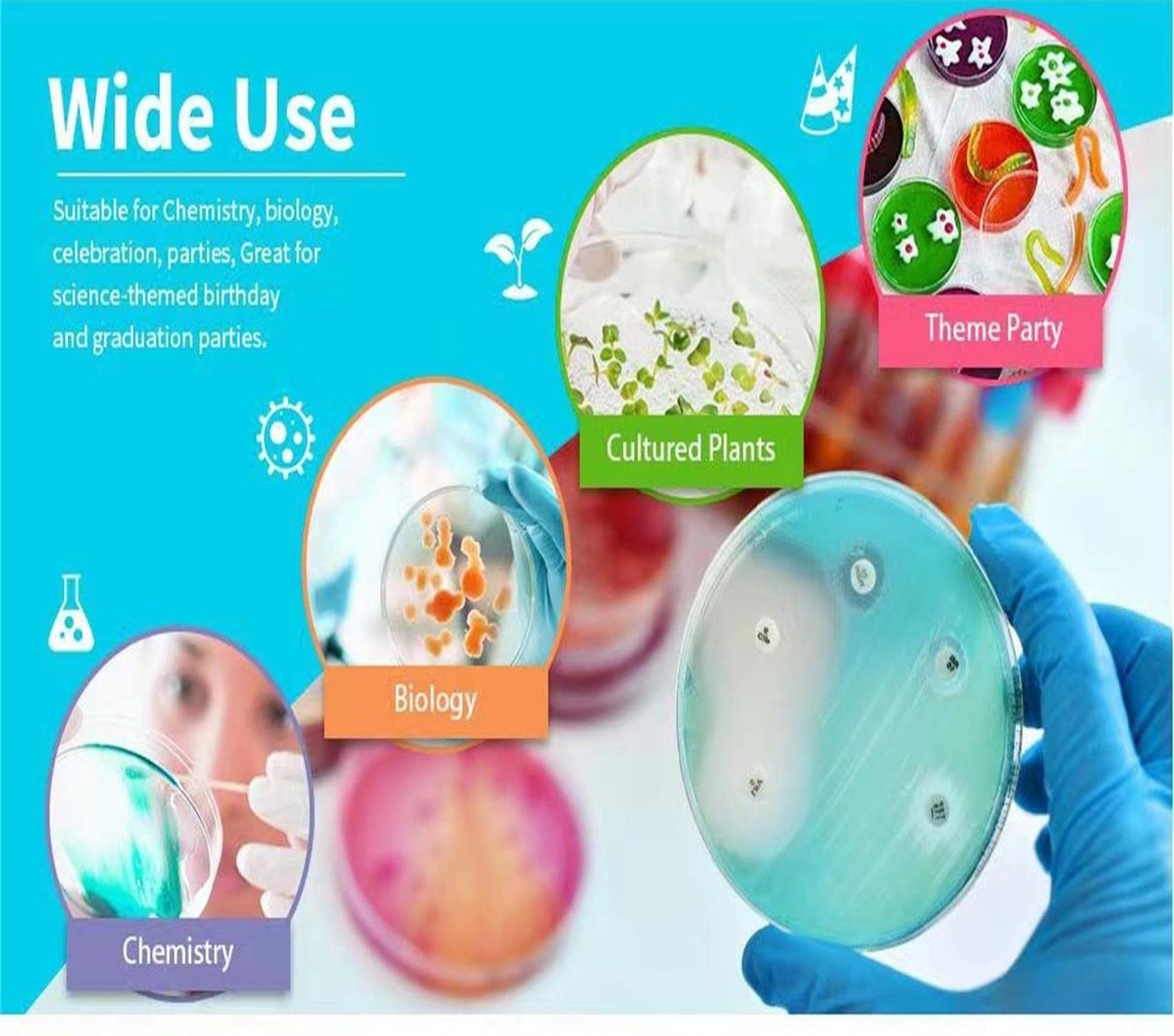30pack Thick sterile Plastic Petri Dish with lid, 90mm Dia x15mm Deep,Lab Analysis, Bacteria, Plant & Seed Cultivation Petri Dish.