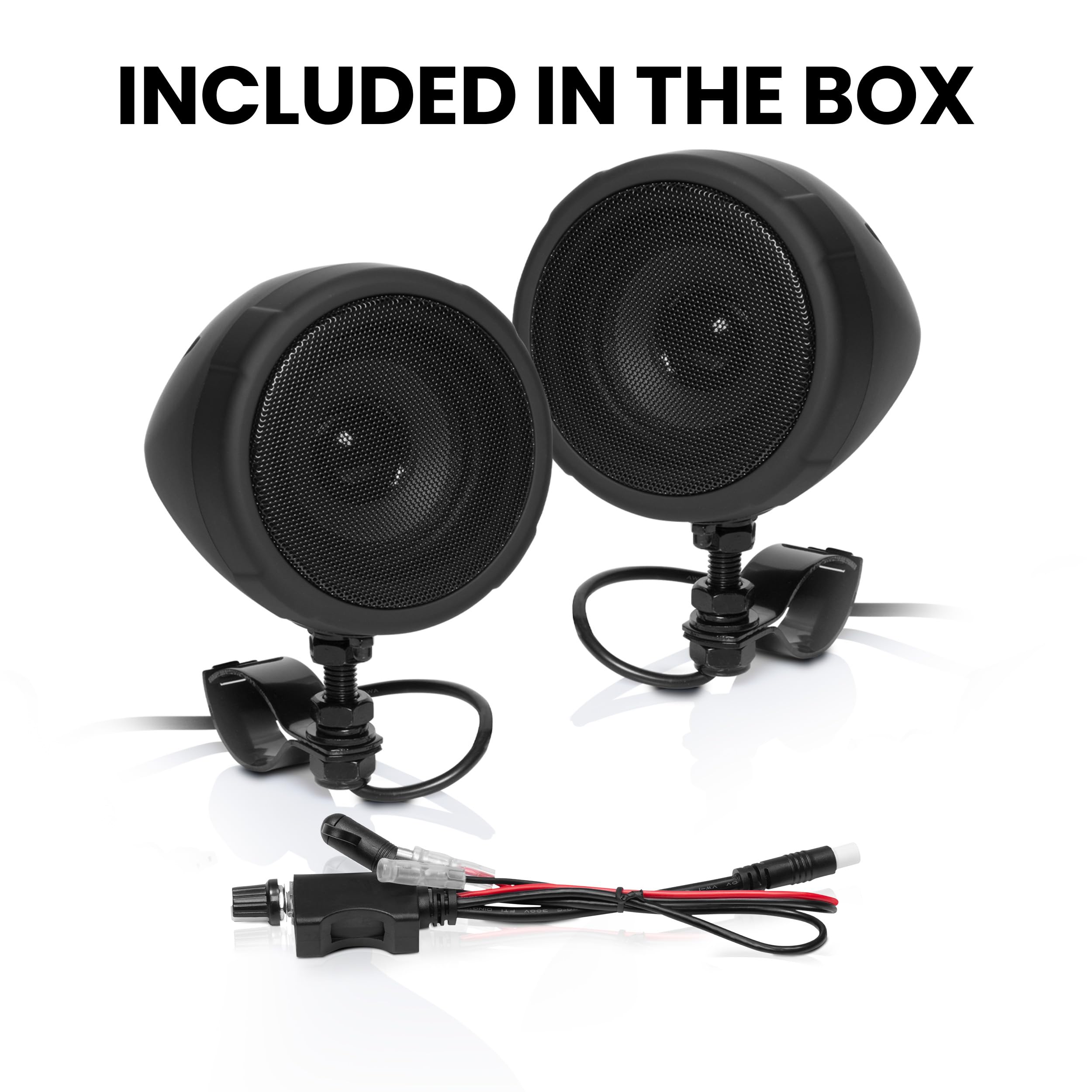 BOSS Audio Systems MCBK425BA 3 Inch Motorcycle Speakers β Built-in Bluetooth Amplifier, Weatherproof, Volume Control, ATV UTV Compatible