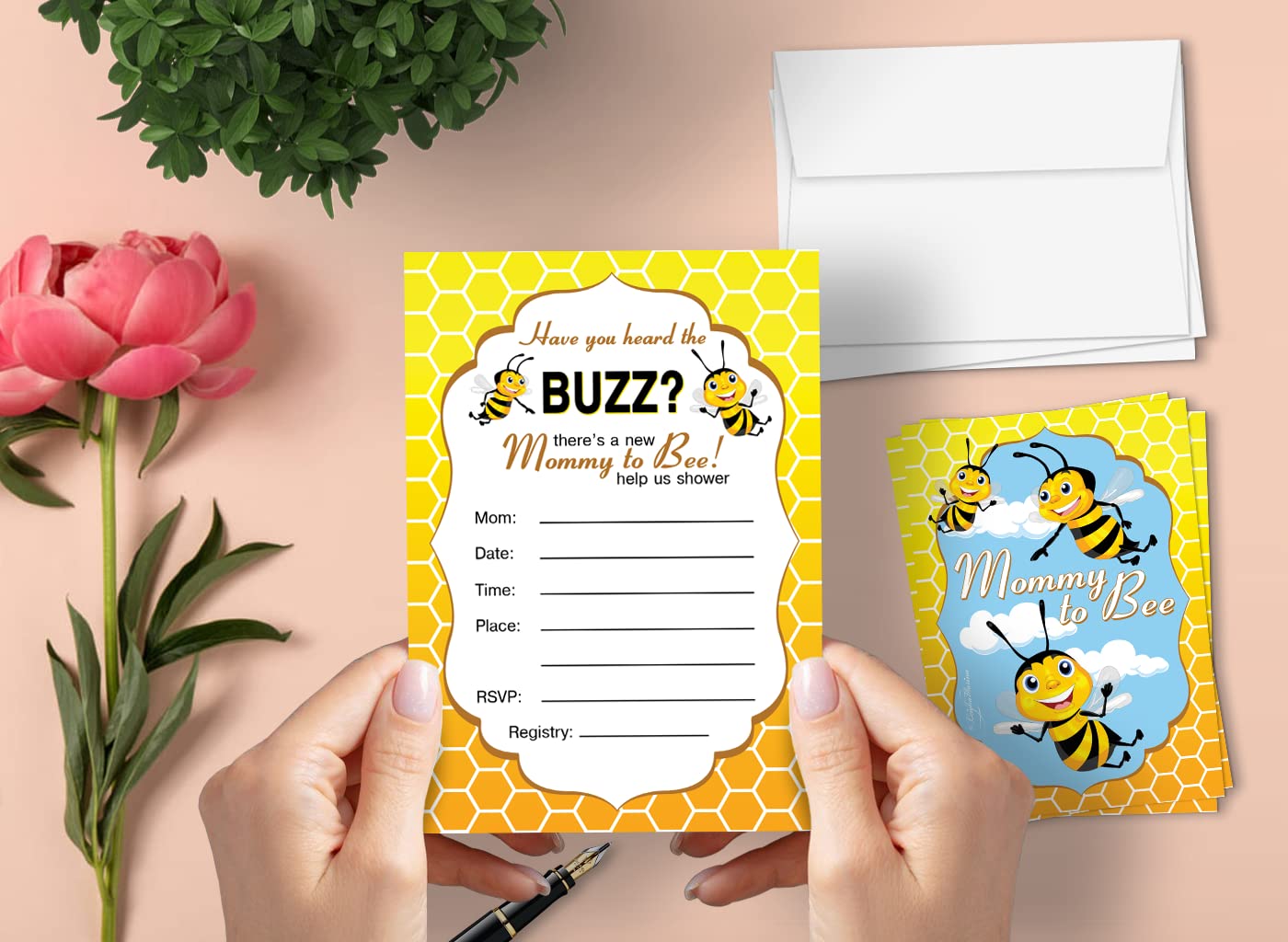 Leigha Marina Mom To Be Baby Shower Invitations – 20 Cards & 20 Envelopes