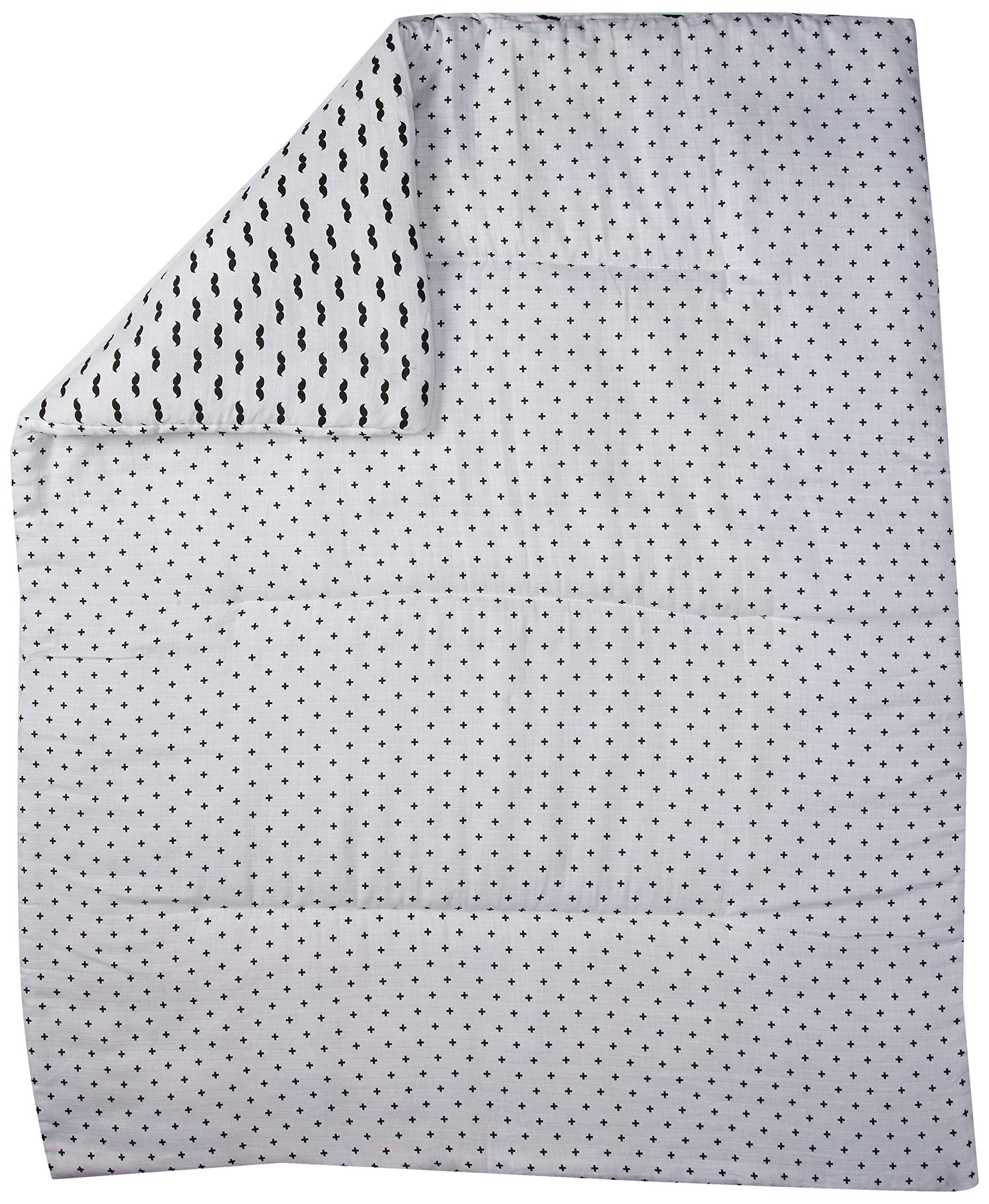 Bacati - Muslin Ikat Stars 4 Piece Toddler Bedding Set 100 Percent Cotton Includes Reversible Comforter, Fitted Sheet, Top Sheet, and Pillow Case