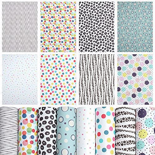 8 Pieces 8x12 Inch(21x30cm) Dots Pattern Printed Faux Leather Fabric Sheets Cotton Back for Leather Bows and Earrings Making, Each Sheet Per Pattern, in Total 8 Sheets