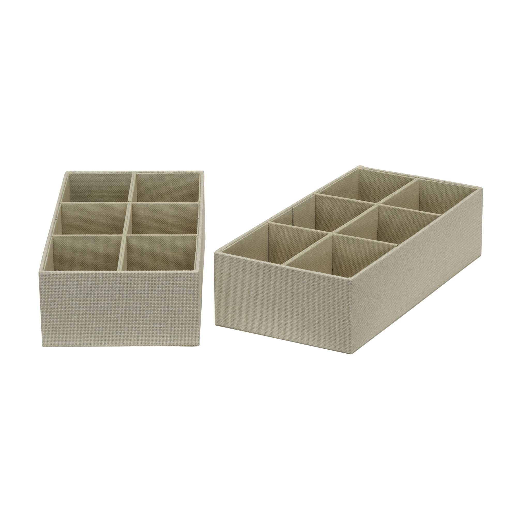 Household Essentials 3 Piece Drawer Organizers Starter Set, Customizable Inserts, Large Tray and 2 Small Trays, Cream