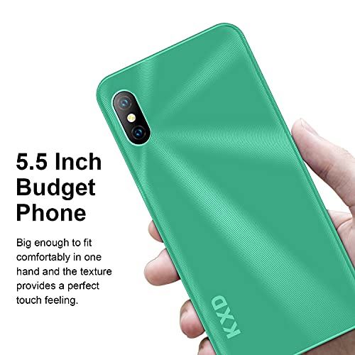 KXD 6A Unlocked Cell Phone | 3G Smartphone | 5.5β Full-Screen Display | 2500mAh Battery | 8MP + 5MP Camera | Dual SIM Android Phone | 8GB ROM | US Version | Green