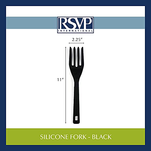 RSVP International (EFF-TQ) Silicone Flexible Fork, Black, 11" | Mixes Ingredients, Mashes Food, Whisks Eggs, & More | Dishwasher Safe & Heat Resistant | Baking, Serving, Mixing Made Easy