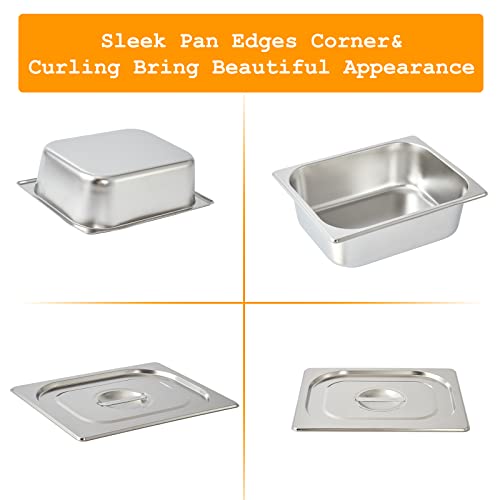 ERFEI Hotel Pans 1/2 Half Size Steam Table Pan 4-Pack Set for Commercial Restaurant Stainless Steel Food Pans Buffet Party Supplies