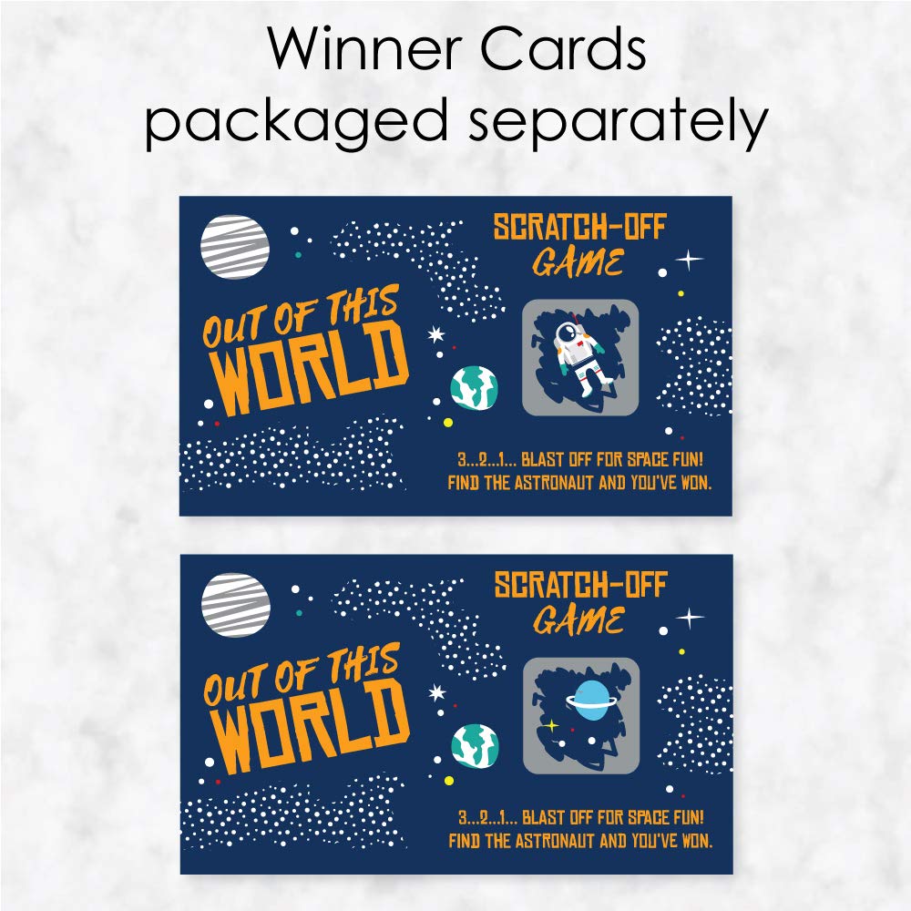 Blast Off to Outer Space - Rocket Ship Baby Shower or Birthday Party Game Scratch Off Cards - 22 Count