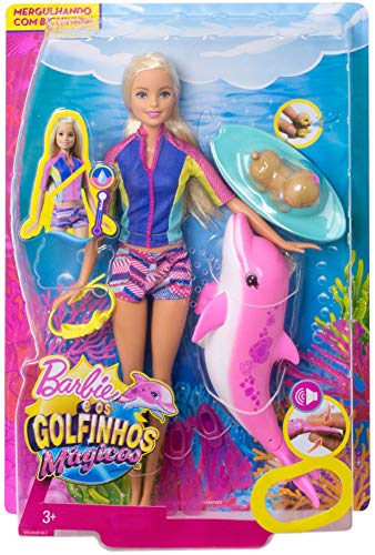 Barbie Doll with Color-Change Top, Puppy Squirt Toy and Dolphin with Sounds