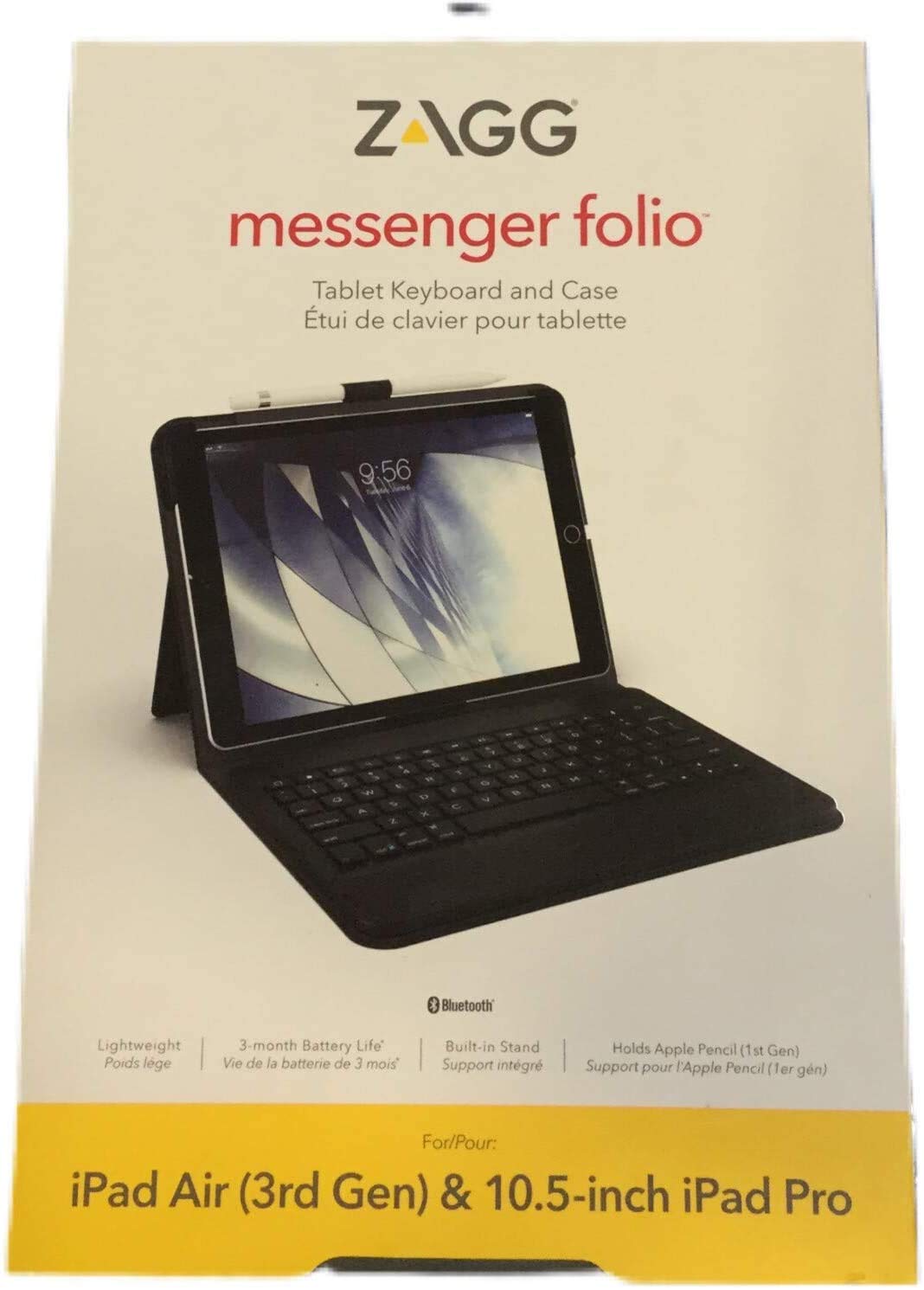 ZAGG Messenger Folio - Bluetooth Tablet Keyboard - Made for Apple iPad 10.5" and 10.5" Air - Charcoal
